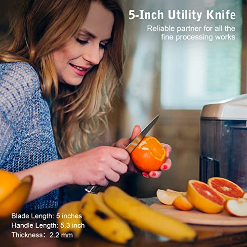 Kitchen Knife, Chef Knife Set - 8 Inch Chef Knife & 8 Inch Bread Knife & 5 Inch Paring Knife, German Stainless Steel Sharp Cooking Knife, Ergonomic Wooden Handle Knives Sets with Gift Box