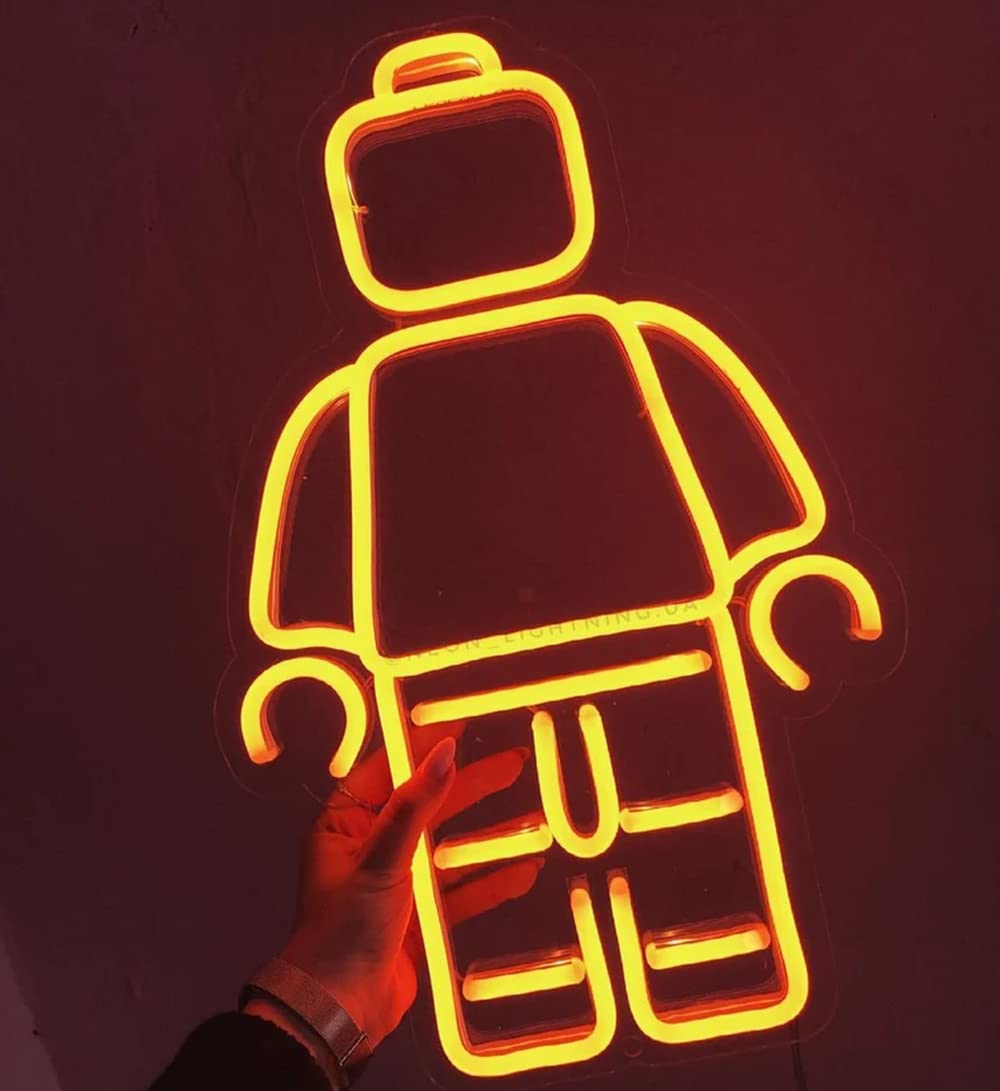 Neon Nursery Wall Decor for Boy L-e-g-o Man Custom Sign for Nursery Boy Night light Size:45X30cm