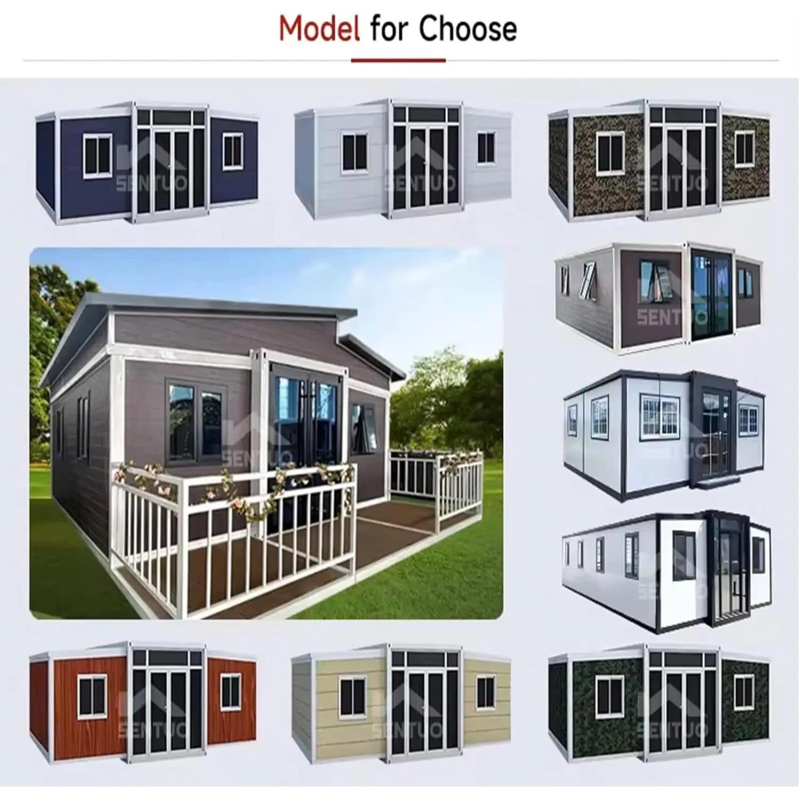 Portable Prefabricated Tiny House 20X20ft, Mobile Expandable House, Outdoor Storage, Modern Study Steel Storage House Garden Houses,Customizable Room, Kitchen, Bathroom and Balcony