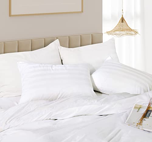 Pillow Cases Standard Size, 100% Egyptian Cotton Pillow Protectors with Zipper, 400 Thread Count Sateen Weave White Pillowcases Standard Size Set of 2, Premium Quality Pillow Covers for Home/Hotel