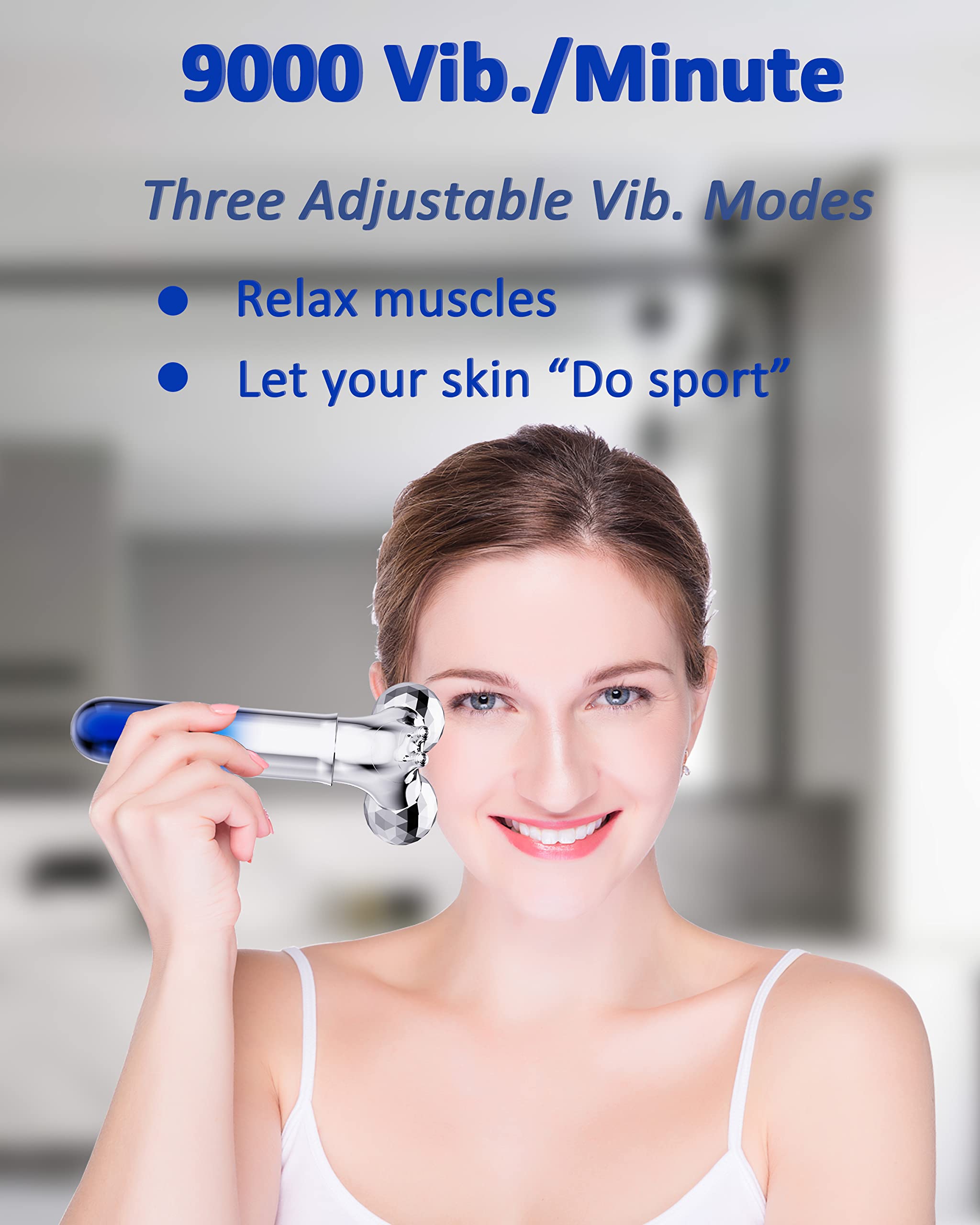 Microcurrent Face Massager Roller, 5D Microcurrent Facial Device Facial Massager Beauty Skin Care Tool for Face Eye Neck, Gift for Women