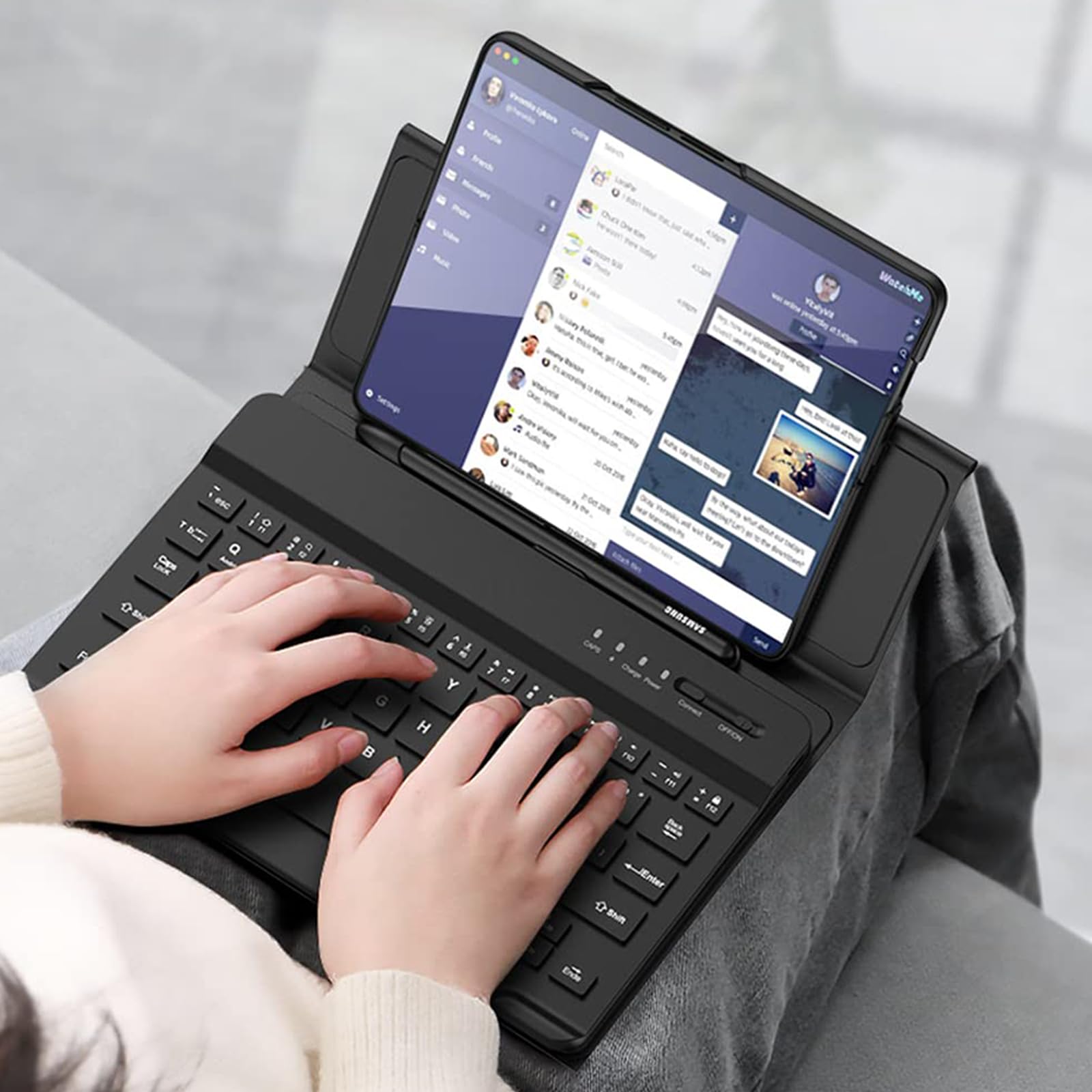 MOAITO for Samsung Galaxy Z Fold 5 Keyboard Case, Fold 4, Fold 3, Pixel Fold Keyboard Case, Folding Bluetooth Portable Travel Foldable Keyboard Case with S Pen for Samsung Galaxy Z Fold 4(Black)