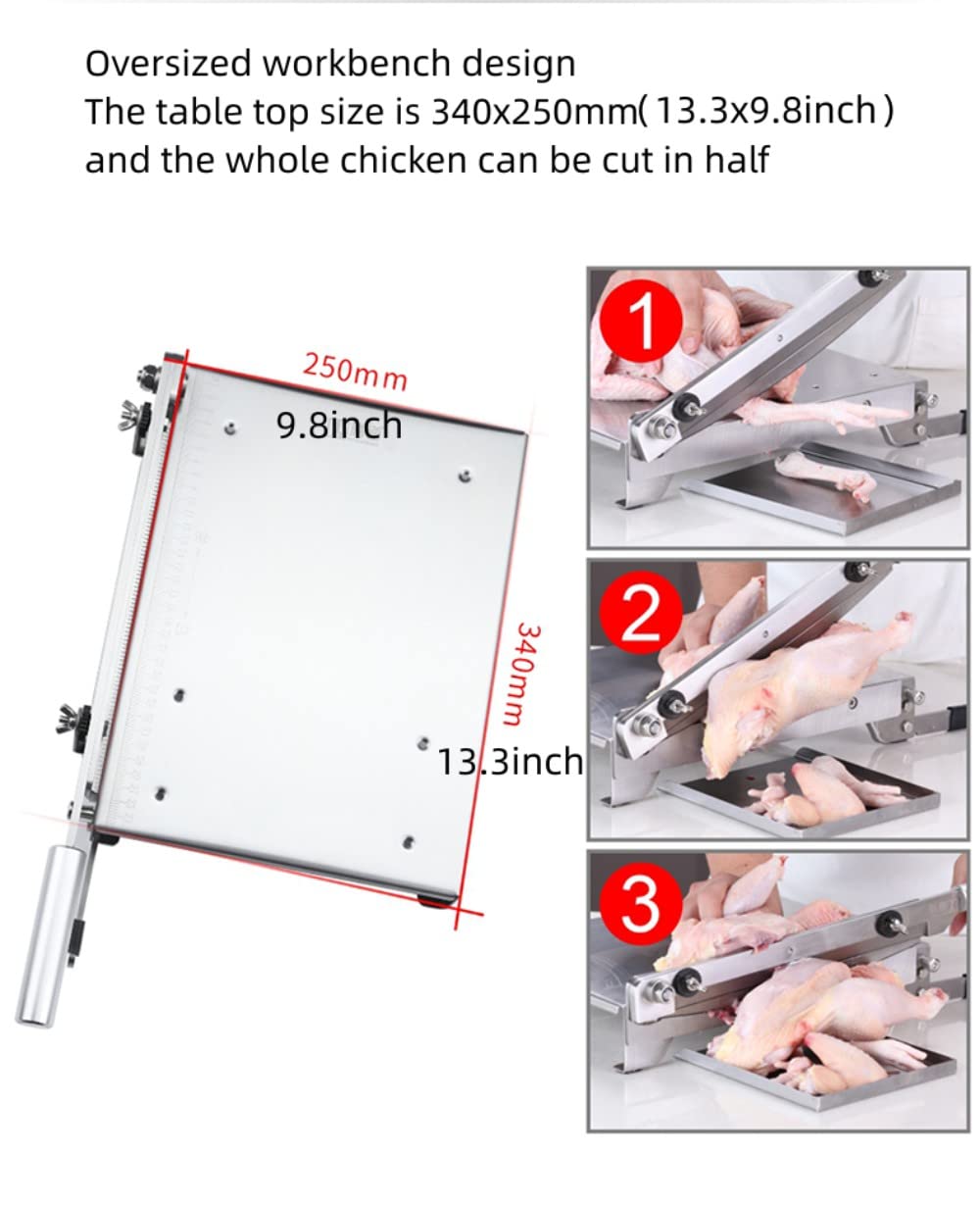 Manual Bone Meat Slicer Chopper Ribs Cutter Double Blade 13.5In Stainless Steel for Fish Chicken Beef Mutton Household Vegetable Food Slicer Slicing Machine