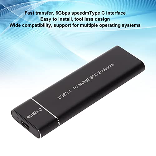 M.2 NVMe SSD Enclosure Adapter, Aluminum Alloy SSD Enclosure Adapter Ultrathin Excellent Heat Dissipation for PC