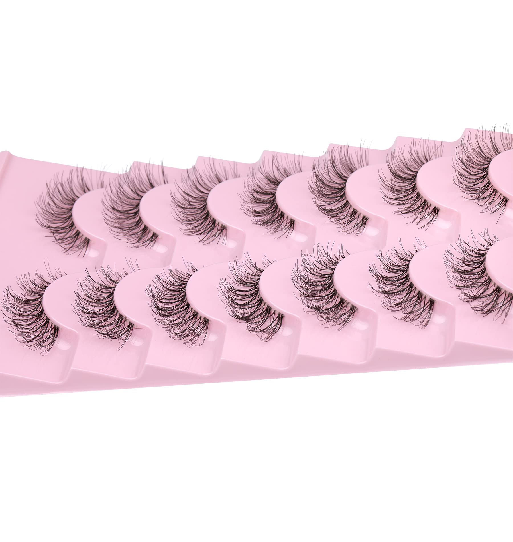 Lashes Wispy Natural Look Cat eye Fluffy Electric False Eyelashes Lvmixwig Clear Band Faux Mink EyeLashes Handmade Reusable Ruffle Silk Lashes Pack