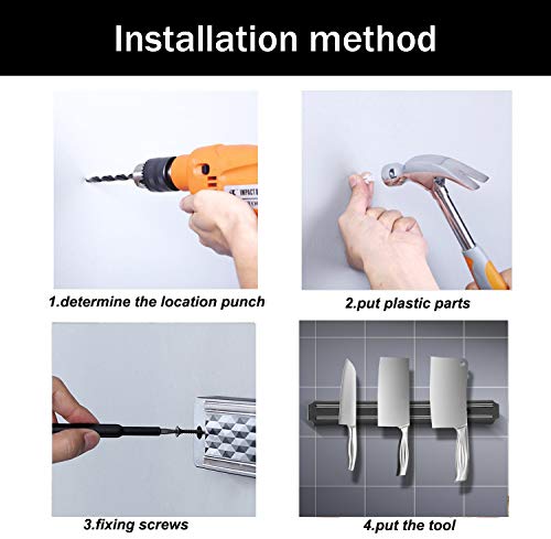 Magnetic Knife Strip Holder Rack Tool Bar Magnet 15 Inch Multipurpose Magnetic Knife Rack Strong Powerful Kitchen Storage Display Organizer Easy Install Secure Laundry Garage Workshop Shed