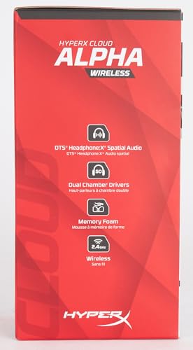 HyperX Cloud Alpha Wireless - Gaming Headset for PC, 300-hour battery life, DTS Headphone:X Spatial Audio, Memory foam, Dual Chamber Drivers, Noise-canceling mic, Durable aluminum frame,Red