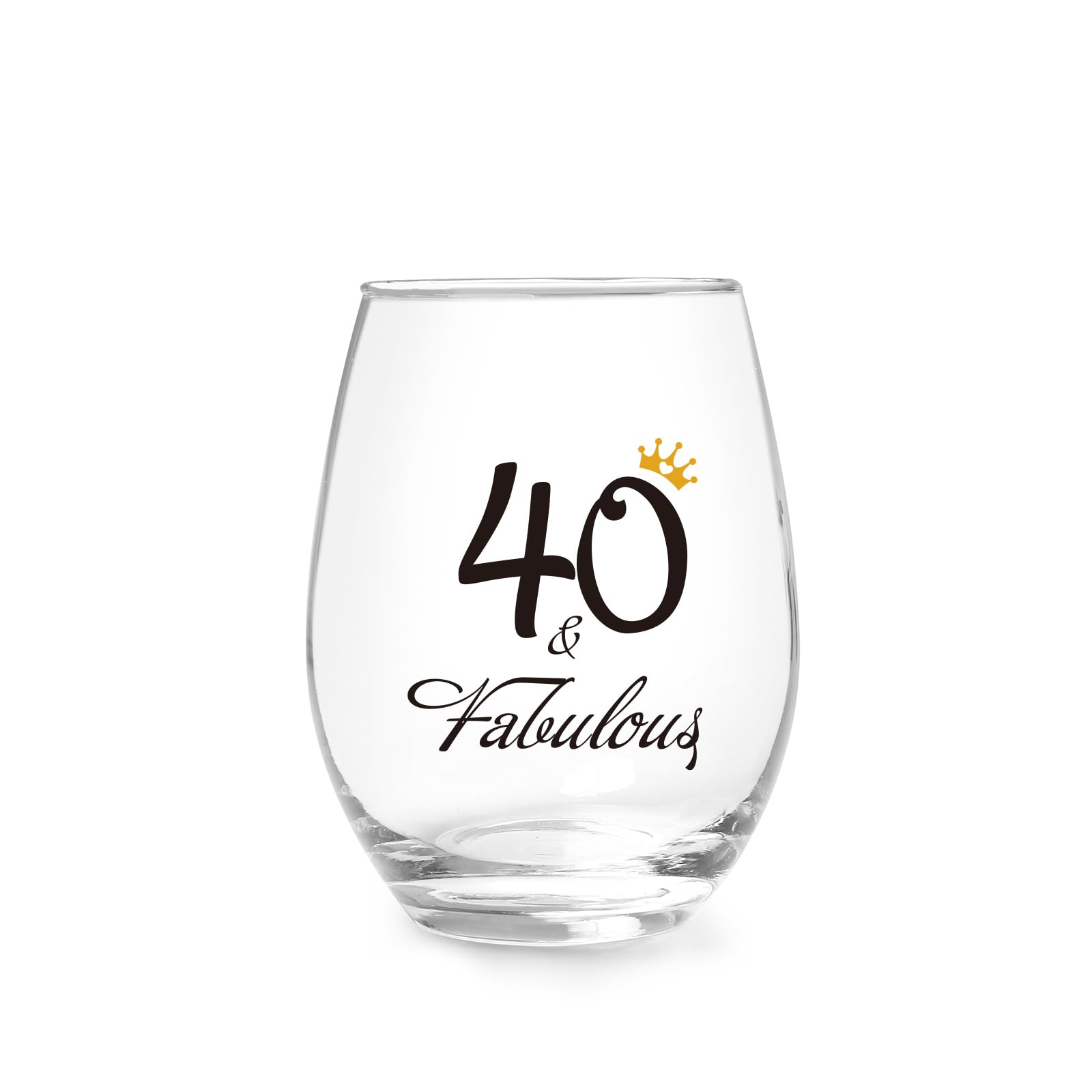 Jogskeor 40th Birthday Gift for Women, 40 & Fabulous Stemless Wine Glass, 40 Year Old Wine Glass Birthday Gift for Mom, Women, Wife, Sister, Aunt, Friends, Coworker