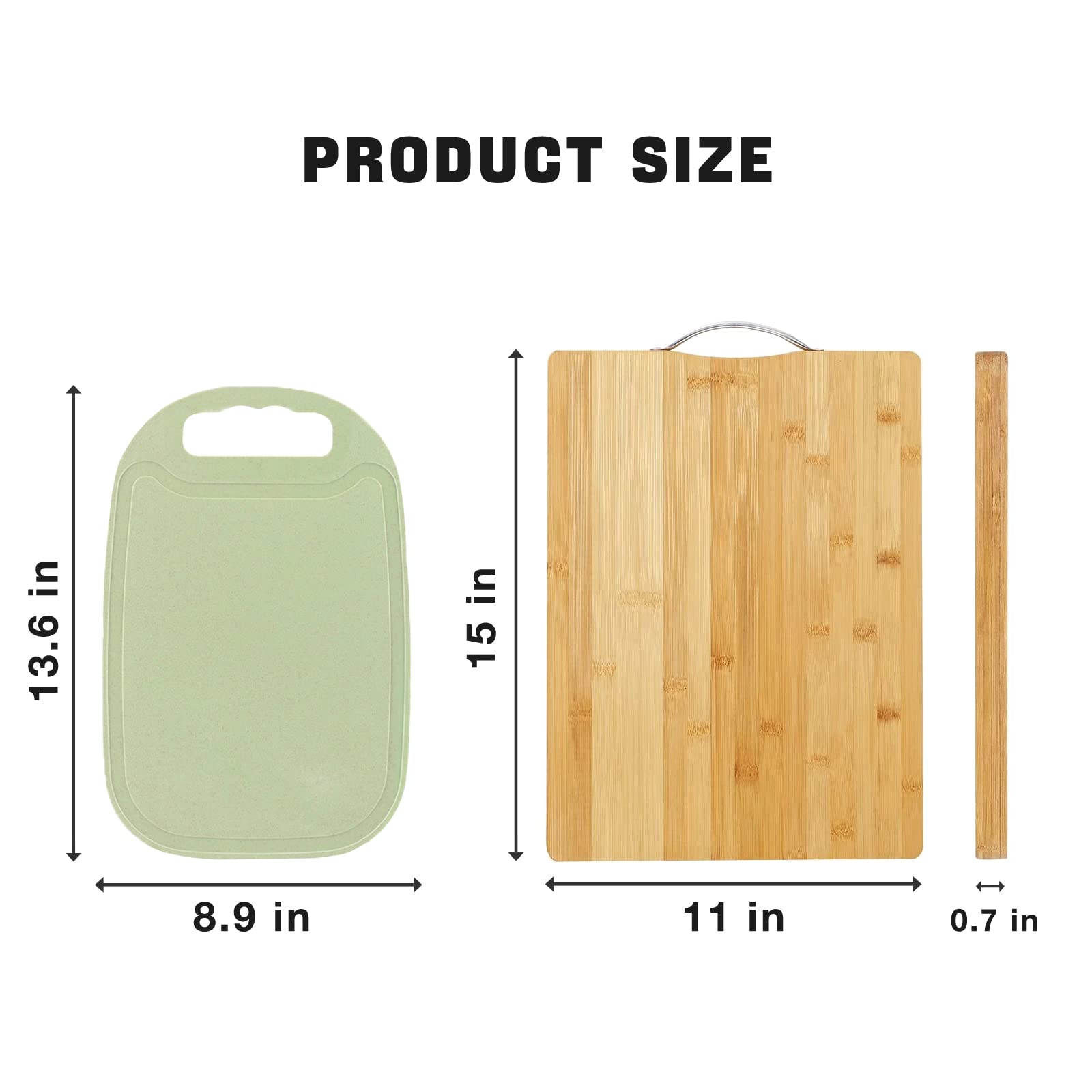Kitchen Organic Bamboo Cutting Board with Easy Grip Handle,BPA Free Food Safe Wheat straw PP material Cutting Board combination. chinese Cutting Board