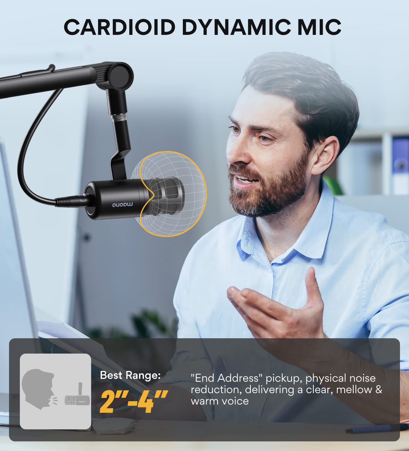 MAONO XLR Microphone, PM500 & PD100 Podcast Cardioid Studio Recording Mic for Streaming, Podcasting, Singing, Voice-Over, Vocal, Home-Studio, YouTube, Skype, Twitch