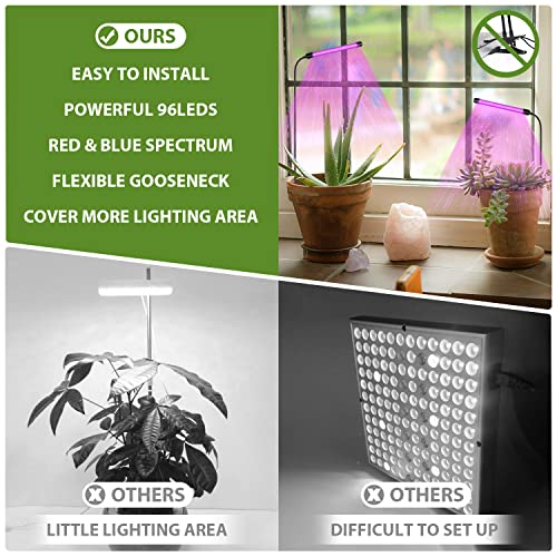 Juhefa Grow Light for Indoor Plants Growing, Red Blue Full Spectrum Gooseneck Sunlight Plant Lamp for Seedings Succulents Small Plants, Timer Function with 5-Level Brightness