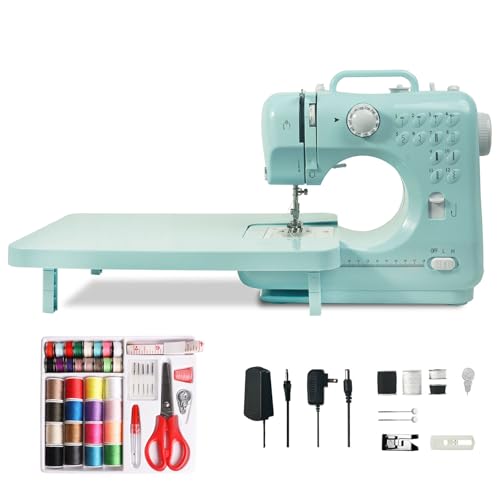 Portable Sewing Machine for Beginners with Sewing Table Mini Small Sewing Machine for Adult and Kids Ages 8-12 Easy Sewing with Foot Pedel 12 Built-in Stitches with Bobbins with 40 Pcs Sewing Kit