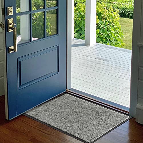 MATALL Home Entrance Door Mats - 29.5βx17β Washable Non-Slip Entryway Mat Inside Outside Welcome Mat for Front Door, Back Door, Patio, House Entry, Grey