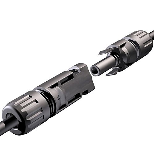 NUZAMAS Pair of 16 feet 12AWG/4.0mm Single Core Extension Cables with connectors for Solar Panels and Solar Power Systems 5 Meters (16ft) Cable with Plug
