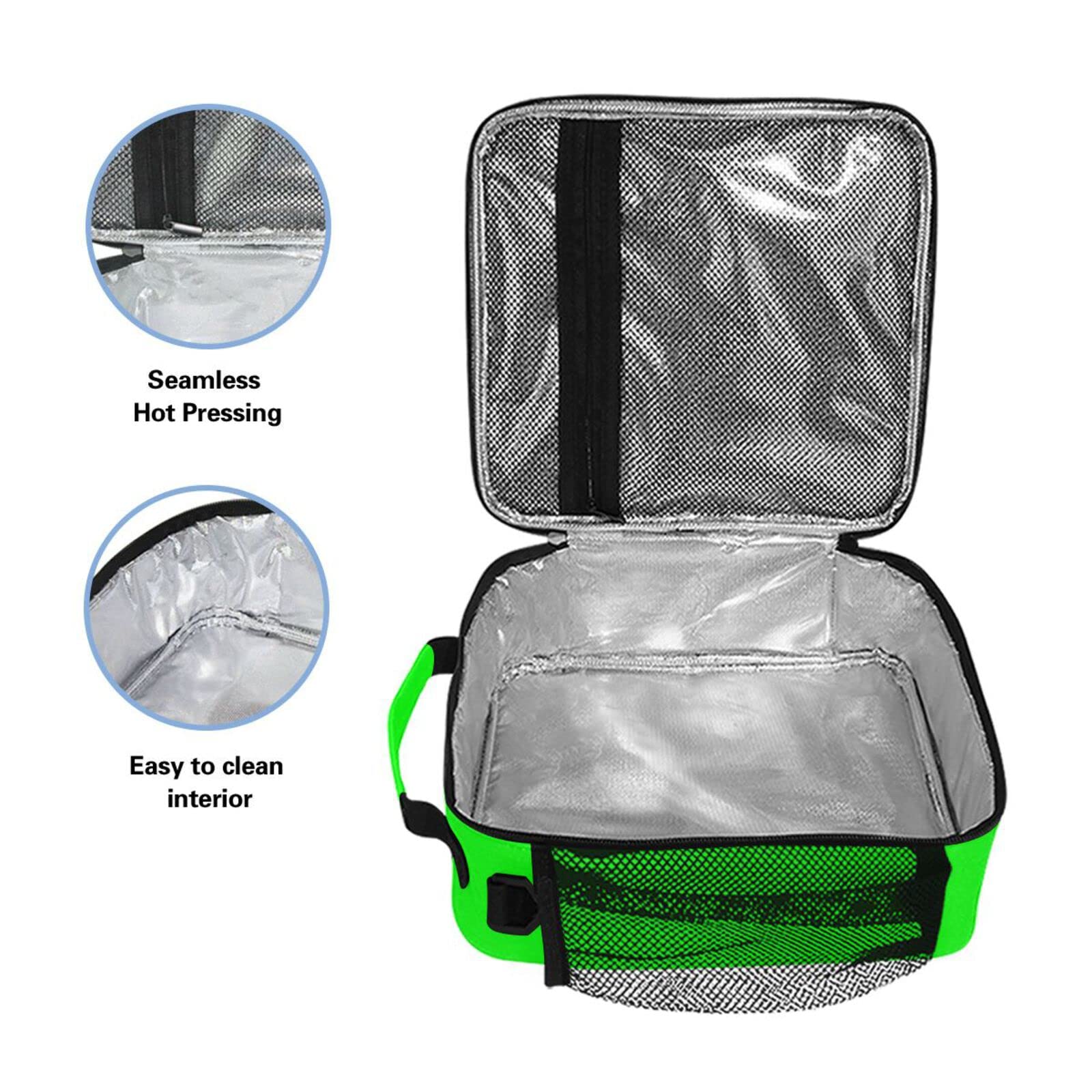 Kigai Plain Neon Green Solid Color School Lunchbox for Boys Girls,Insulated Lunch Tote Bag with Adjustable Strap,Leakproof and Durable Lunch Cooler for Work Office