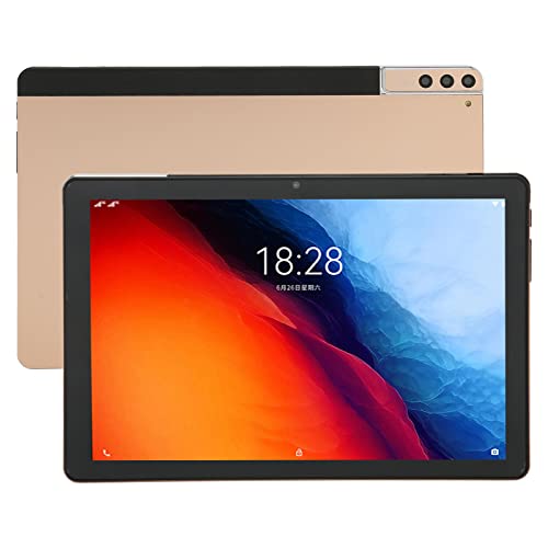 Naroote Call Tablet, 10 Inch Golden Tablet 5G WiFi Octa Core Processor 100-240V for Learning for Android 11.0 (US Plug)