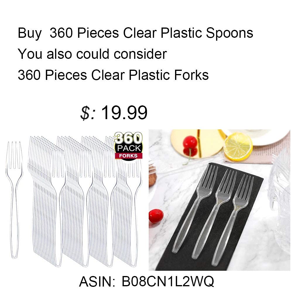 Liacere 360 Pieces Clear Plastic Spoons - Heavyweight Disposable Spoons-6.7inch Heavy Duty clear Cutlery - Plastic Utensils - Perfect for Parties and Restaurants