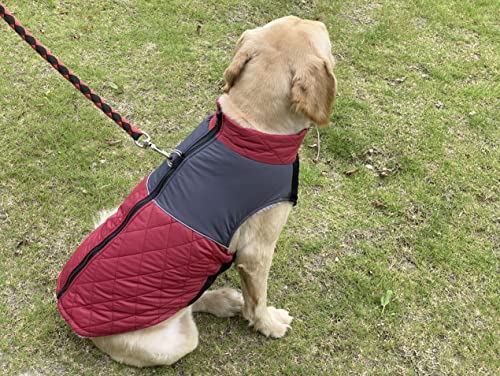 PAWSINSIDE Dog Winter Puffer Coat Cold Weather Fleece Vest Jacket Pet Quilted Warm Coats Clothes for Small Medium Large Dogs (Burgundy, XXX-Large)