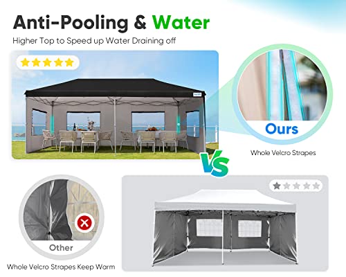 Quictent Privacy 10x20 ft EZ Pop Up Canopy Tent Instant Folding Party Tent Gazebo with Sidewalls & Roller Bag 100% Waterproof-6 Colors(Black