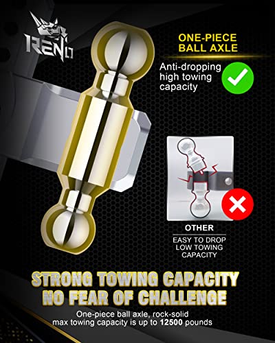 RENO Adjustable Trailer Hitch, Aluminum Dual-Balls with 2 Inch and 2-5/16 Inch, 4" Rise/Drop Hitch Ball Mount for 2" Receiver - 12,500 lbs Towing Capacity