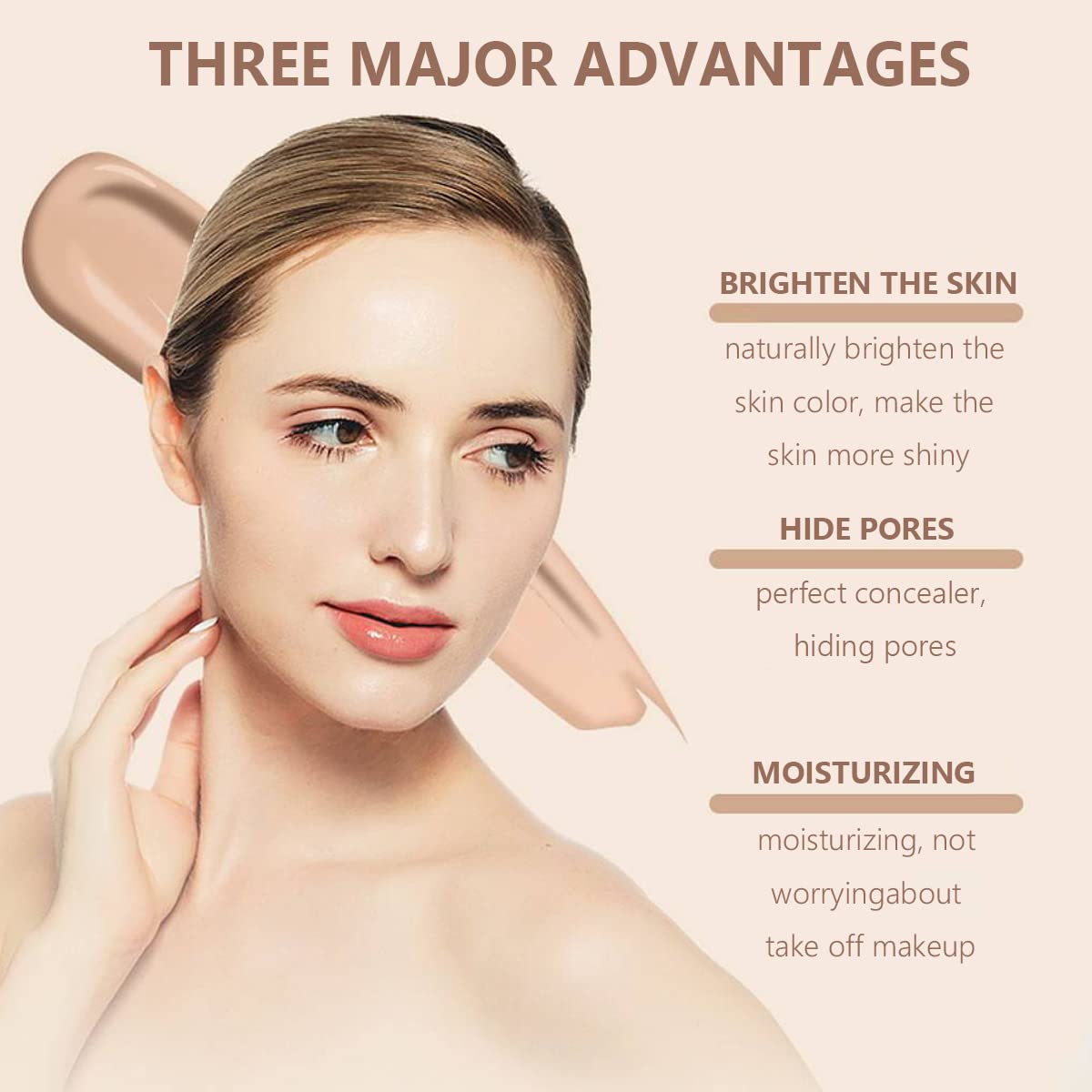 Mushroom Head Air Cushion CC Cream Foundation Moisture CC Cream BB Cream Makeup Moisturizing Concealer Long Lasting Even Skin Tone Makeup Base Primer with Mushroom Sponge (Buff Beige)