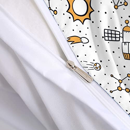 Quilt Cover Full Size Rocket, Astronaut 3D Bedding Sets Cartoon Space Duvet Cover Breathable Hypoallergenic Stain Wrinkle Resistant Microfiber with Zipper Closure,beding Set with 2 Pillowcase