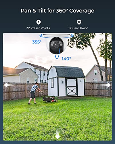 REOLINK First 4K Solar Security Cameras Wireless Outdoor, Argus PT 4K+ 6W Solar Panel, 360° Pan Tilt Solar Battery Outdoor Camera with 8MP Color Night Vision, 2.4/5 GHz Wi-Fi, No Monthly Fee