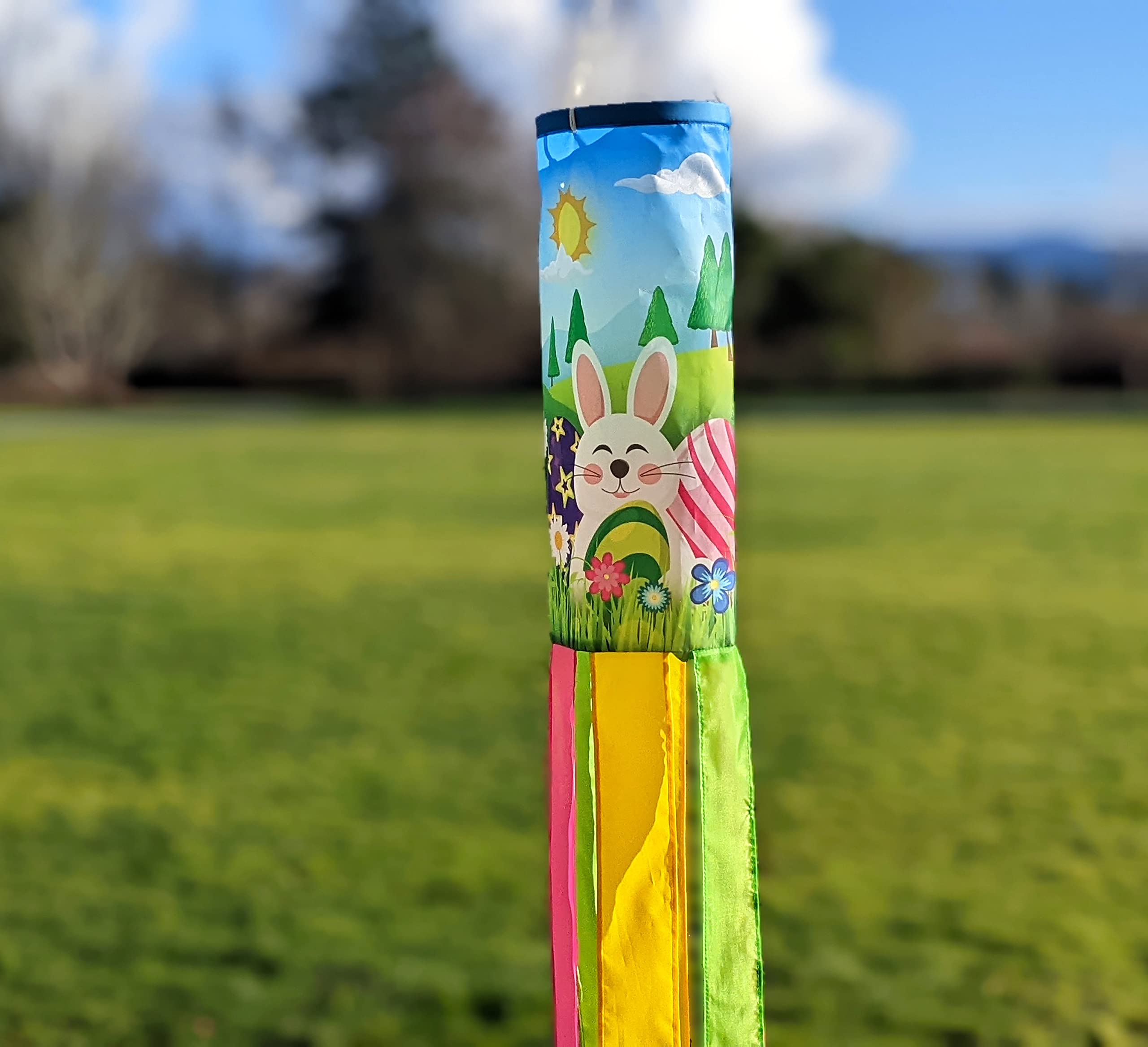 Madrona Brands Spring Easter Bunny Windsock - Durable Outdoor Hanging Yard and Garden Decoration 60-Inch