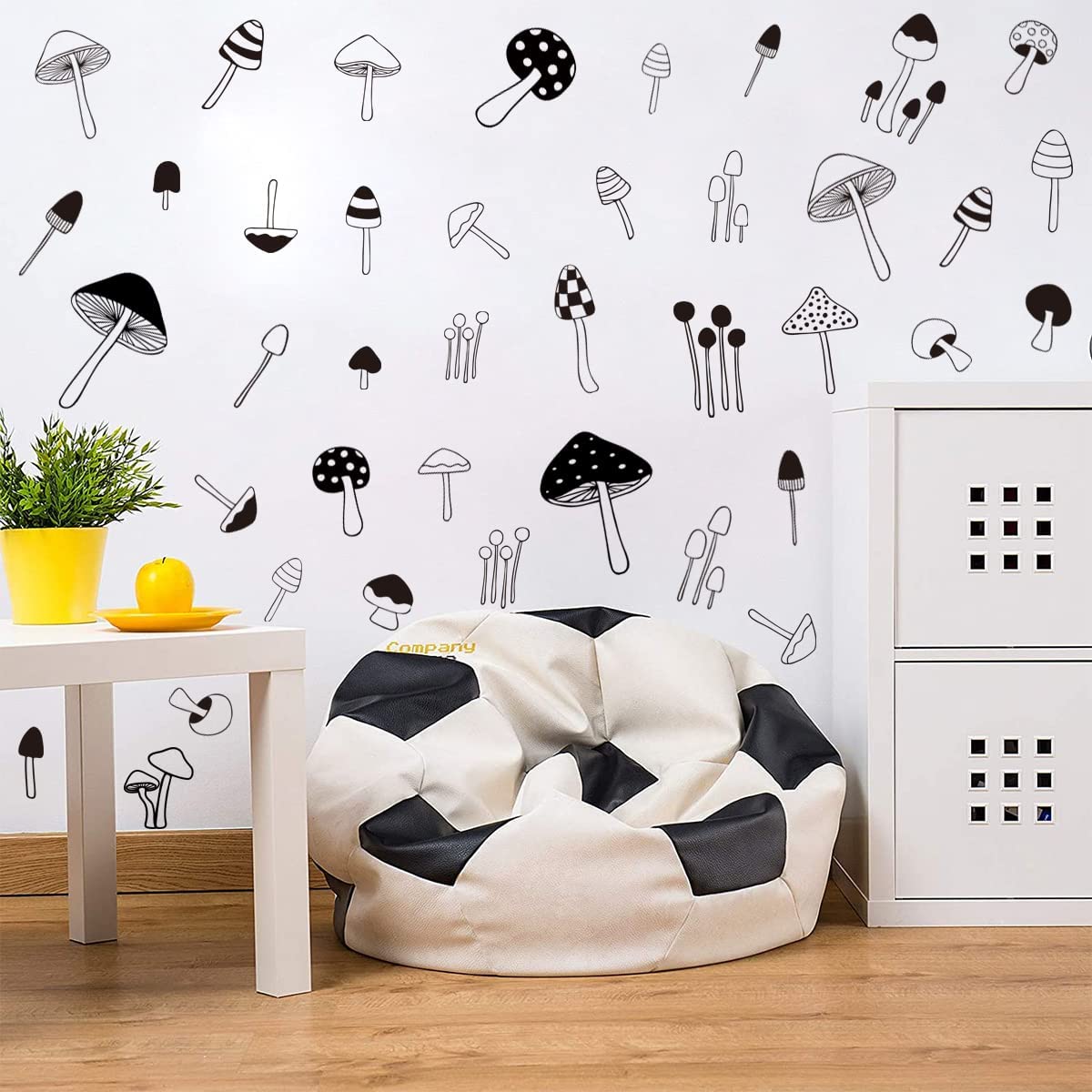 Mushroom Wall Decals Cute Mushroom Wall Stickers Black Modern Wall Decals Removable Peel and Stick Wall Sticker Nursery Wall Decals Bedroom Kids Room Decor