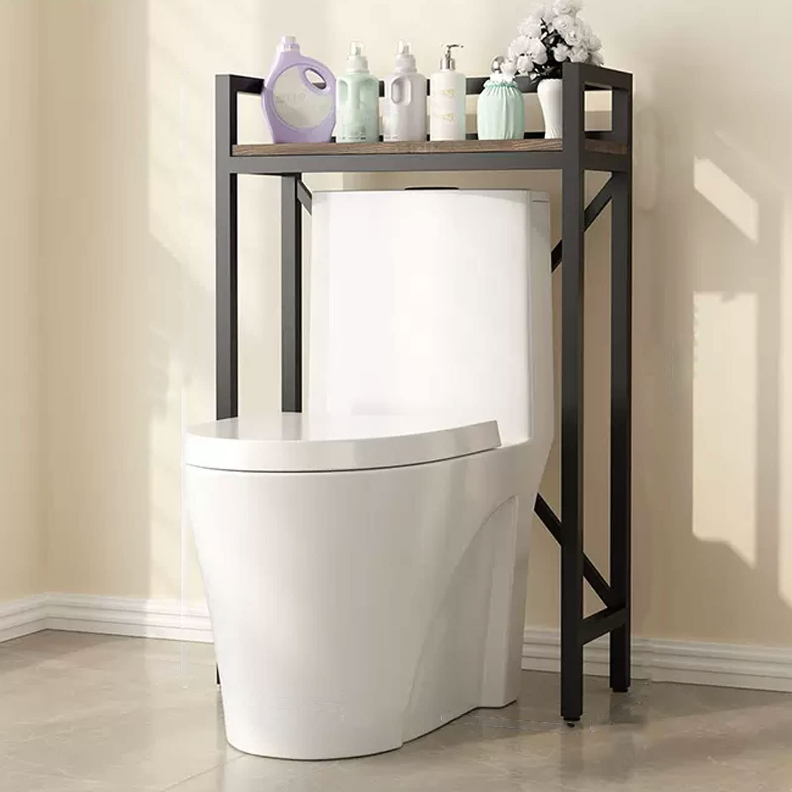 PAPERGAN Over Toilet Storage Unit Freestanding Multi-Functional Space Saving Organizer Stand Bathroom Shelf Unit Over Toilet Storage Rack Stand Thickened Partition (Color : Black, Size : 1 Tier)