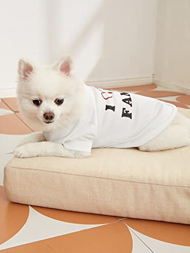 QWINEE Dog Tee Shirt Slogan Graphic Dog T Shirt Soft Stretchy Puppy Shirts Cat Clothes for Small Medium Large Dog Kitten White XS