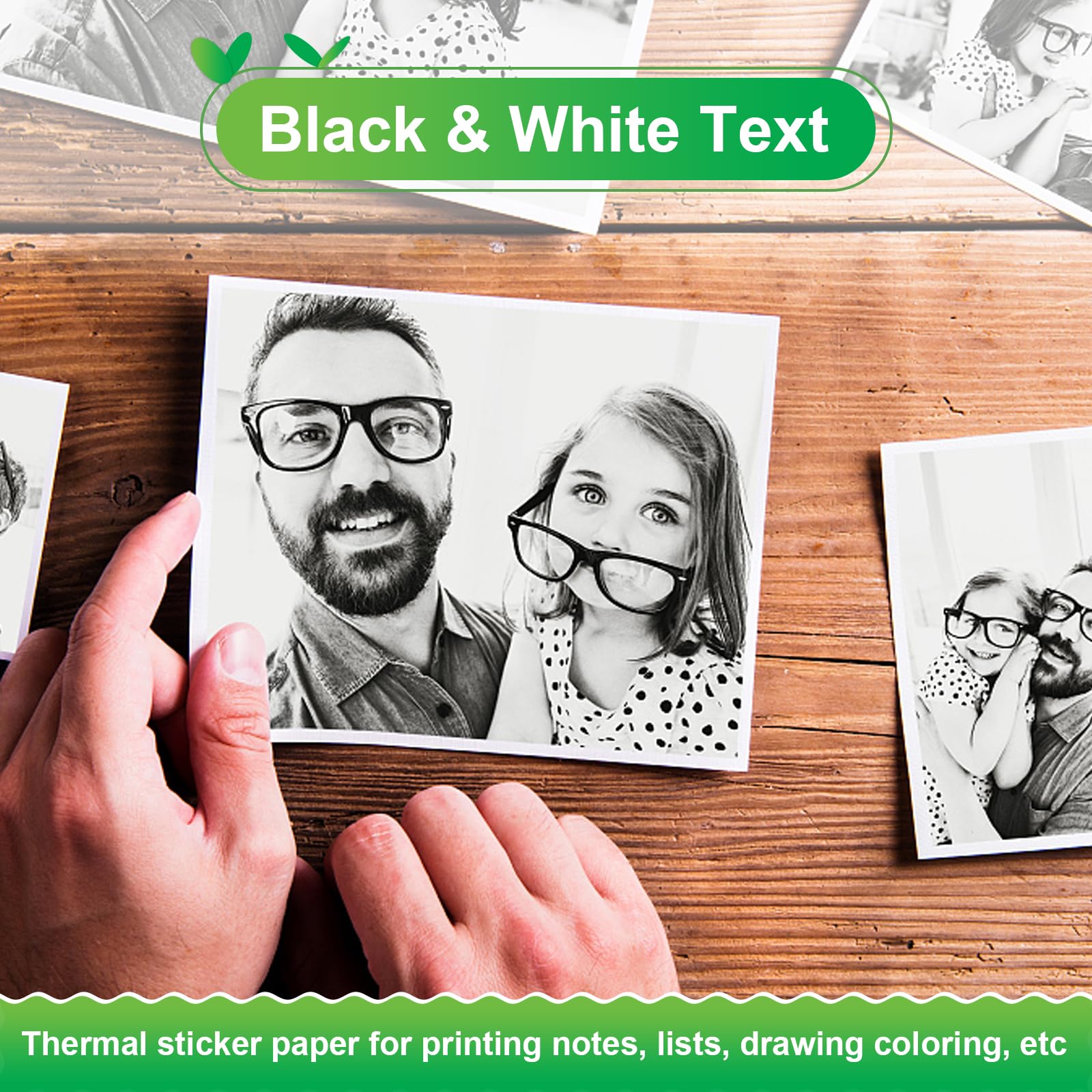 PAPRMA 57x30mm Thermal Sticker Paper for Mini Pocket Printer, 5 Rolls White Self-Adhesive Thermal Paper Compatible with All 57mm Pocket Thermal Printer, 0.6β Core