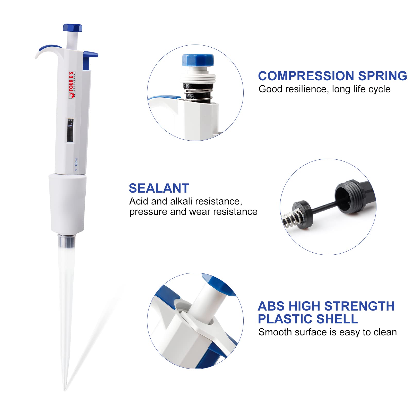 Micropipette 1000ul, Lab Single Channel Pipettors,100-1000ul Adjustable Variable Volume, High-Accurate Lab Pipettes