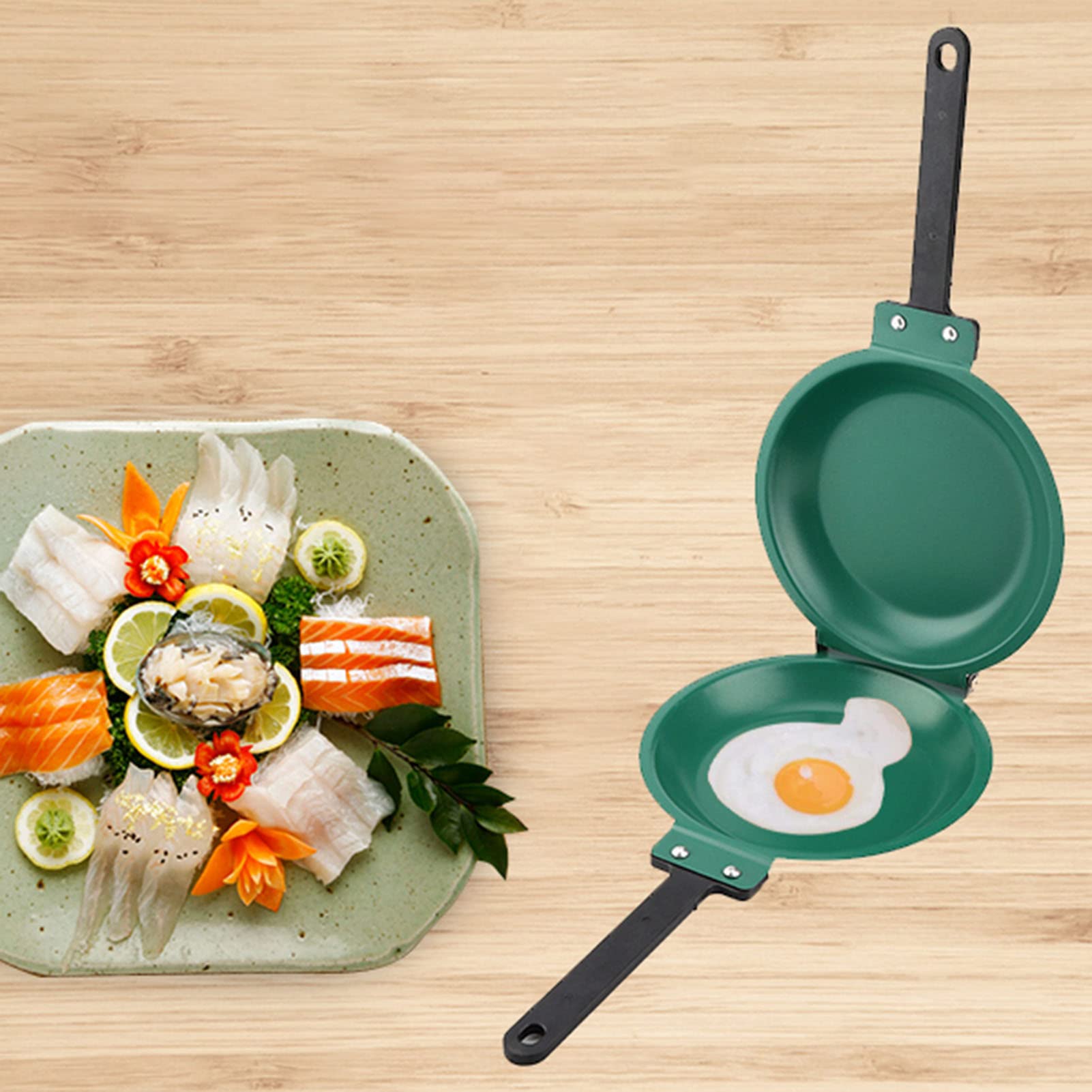 nikusaz Double Side Steel Coating Flip Frying Pan,Durable Pancake Maker, Non-Stick Household Kitchen Cookware for Home Kitchen