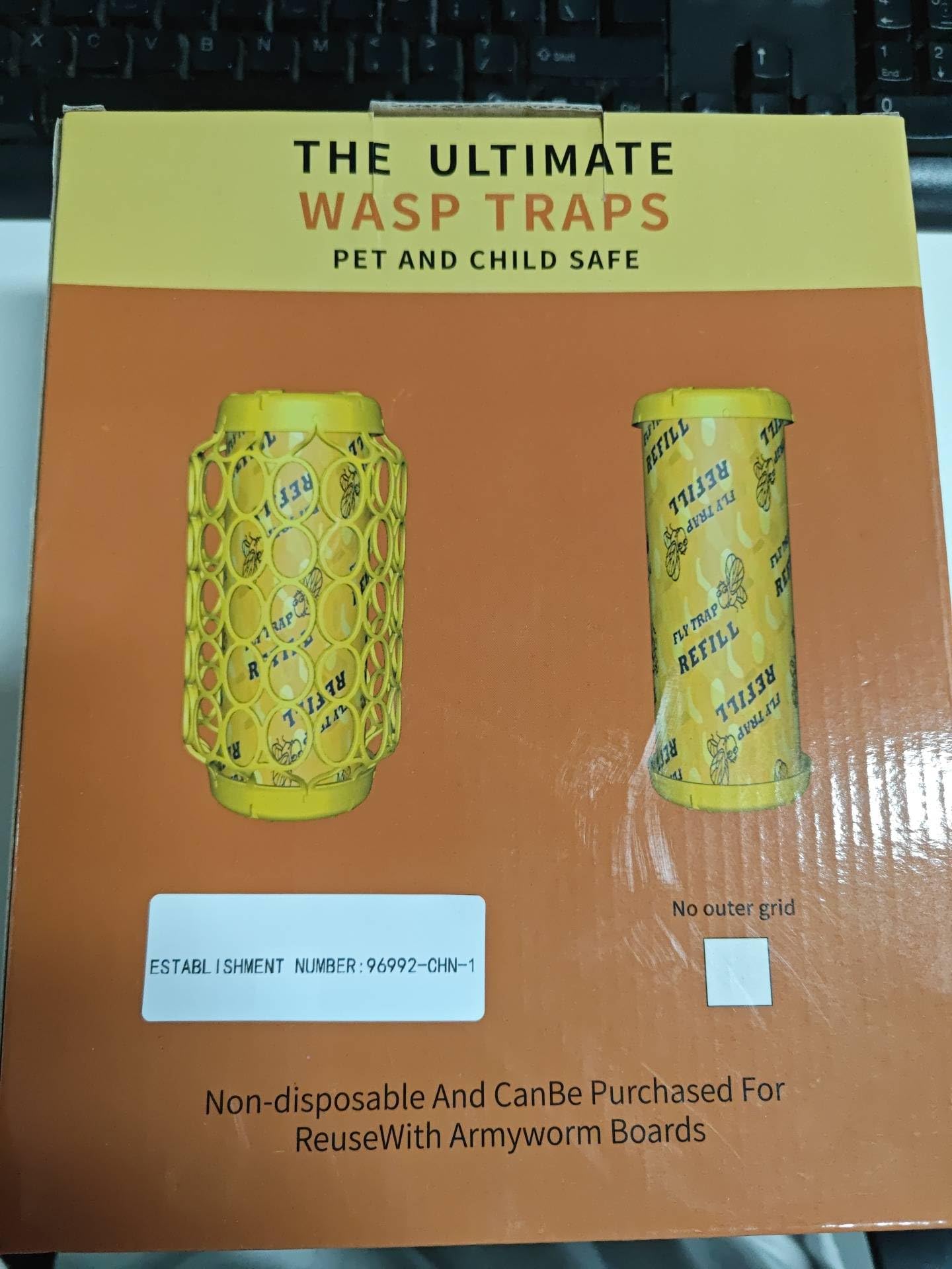 Sticky Fly Traps Outdoor Hanging,Fruit Fly Traps for Indoors,Wasp Trap Bee Traps Catcher,Yellow Jacket Trap,Flying Insect Trap,2 Pack Wasp Deterrent Killer Fly Insect Catcher with 4 Sticky Boards