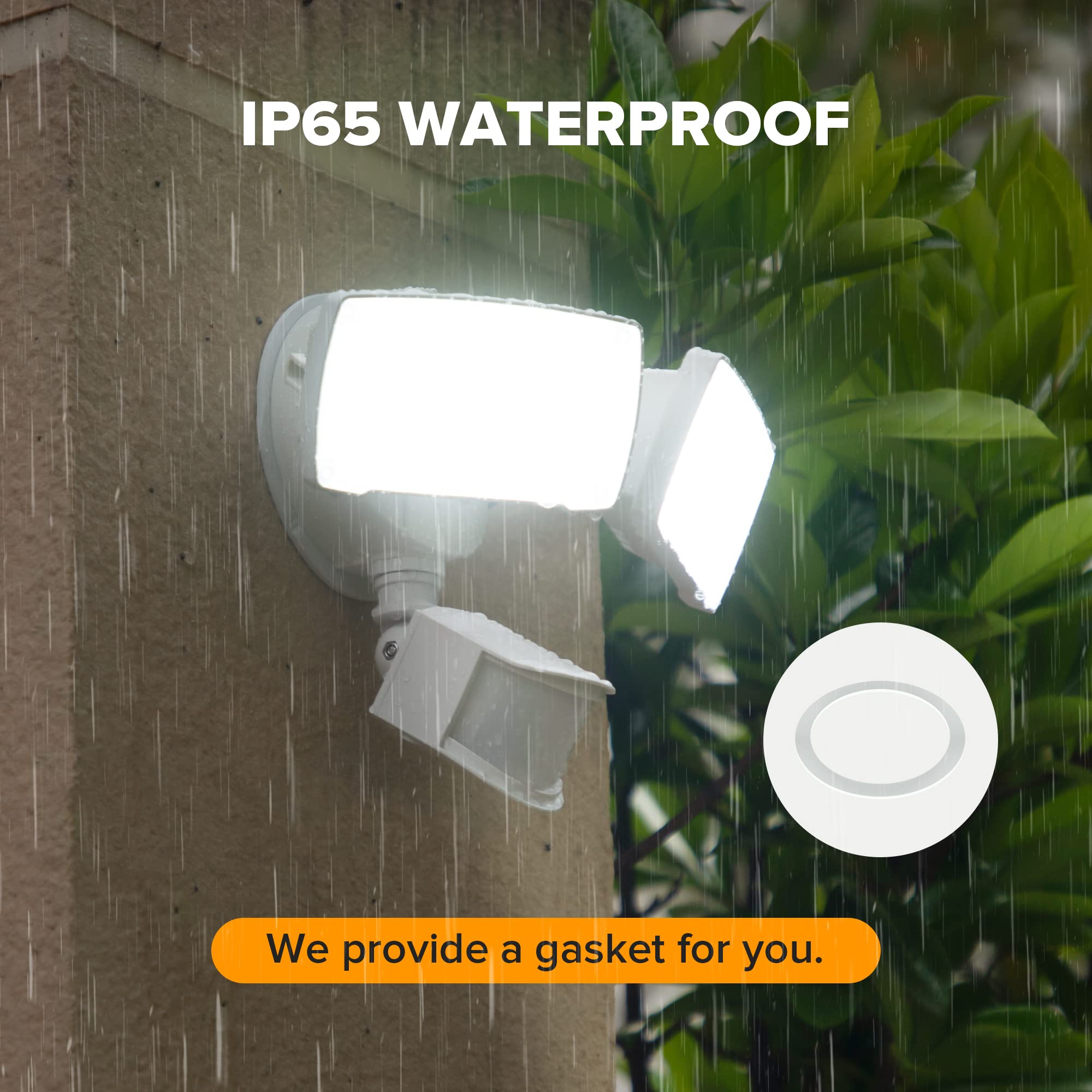 LUTEC 38W 3500 Lumen LED Motion Activated Integrated Dual-Head Floodlight Outdoor with Motion Sensor, 5000K Daylight, Dusk to Dawn, Exterior Security Wall Light for Patio, Garden, Yard(White)
