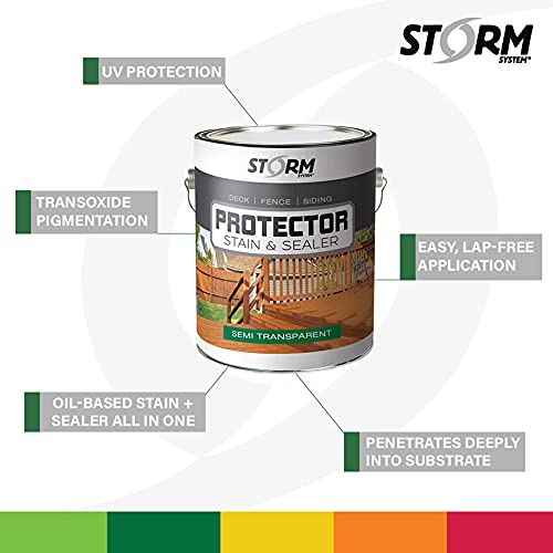 Storm System Protector - Cedartone, 1 Gallon, Protects Outdoor Wood from Water & UV Rays, Siding, Fence & Deck Stain and Sealer, Outdoor Wood Stain and Sealer
