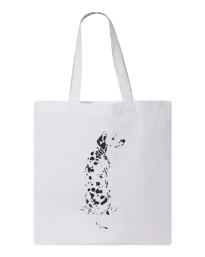 SIMPLE DALMATIAN ANIMAL PRINT BLACK AND WHITE DESIGN, Reusable Tote Bag, Lightweight Grocery Shopping Cloth Bag, 13” x 14” with 20” Handles