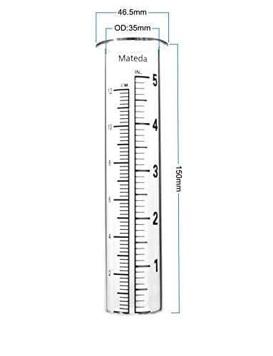 Mateda 5" Capacity Rain Gauge Glass Replacement Tube, Lip Design, Great for Yard Garden Outdoor Home (2)