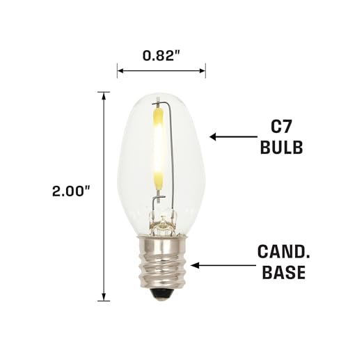 Westinghouse 5284000 0.4 Watt (4 Watt Equivalent) C7 Clear Filament LED Light Bulb, Candelabra Base, 2 Pack
