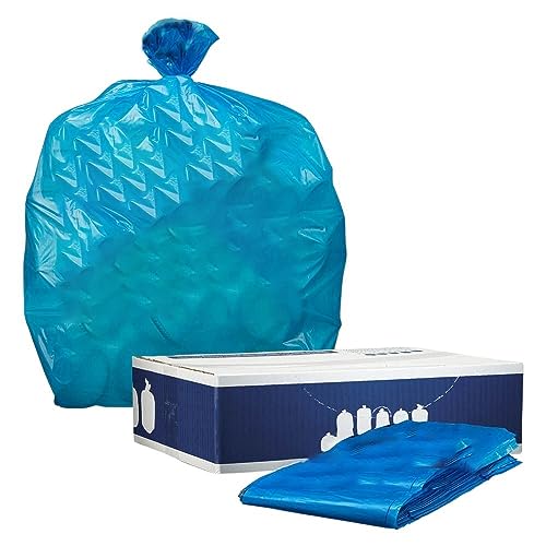 Plasticplace 64-65 Gallon Recycling Trash Bags For Toter │1.5 Mil │ Blue Heavy Duty Garbage Can Liners │ 50” x 60” (50 Count)