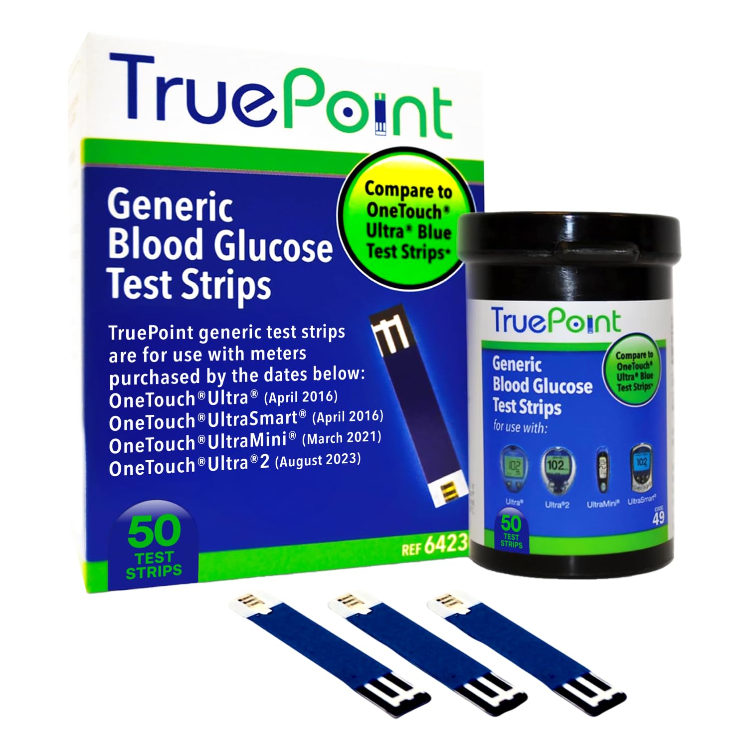 TruePoint - Generic Glucose Test Strips for OneTouch Ultra, Ultra2, UltraMini and UltraSmart Meters Purchased Before 2016 - 50 Count