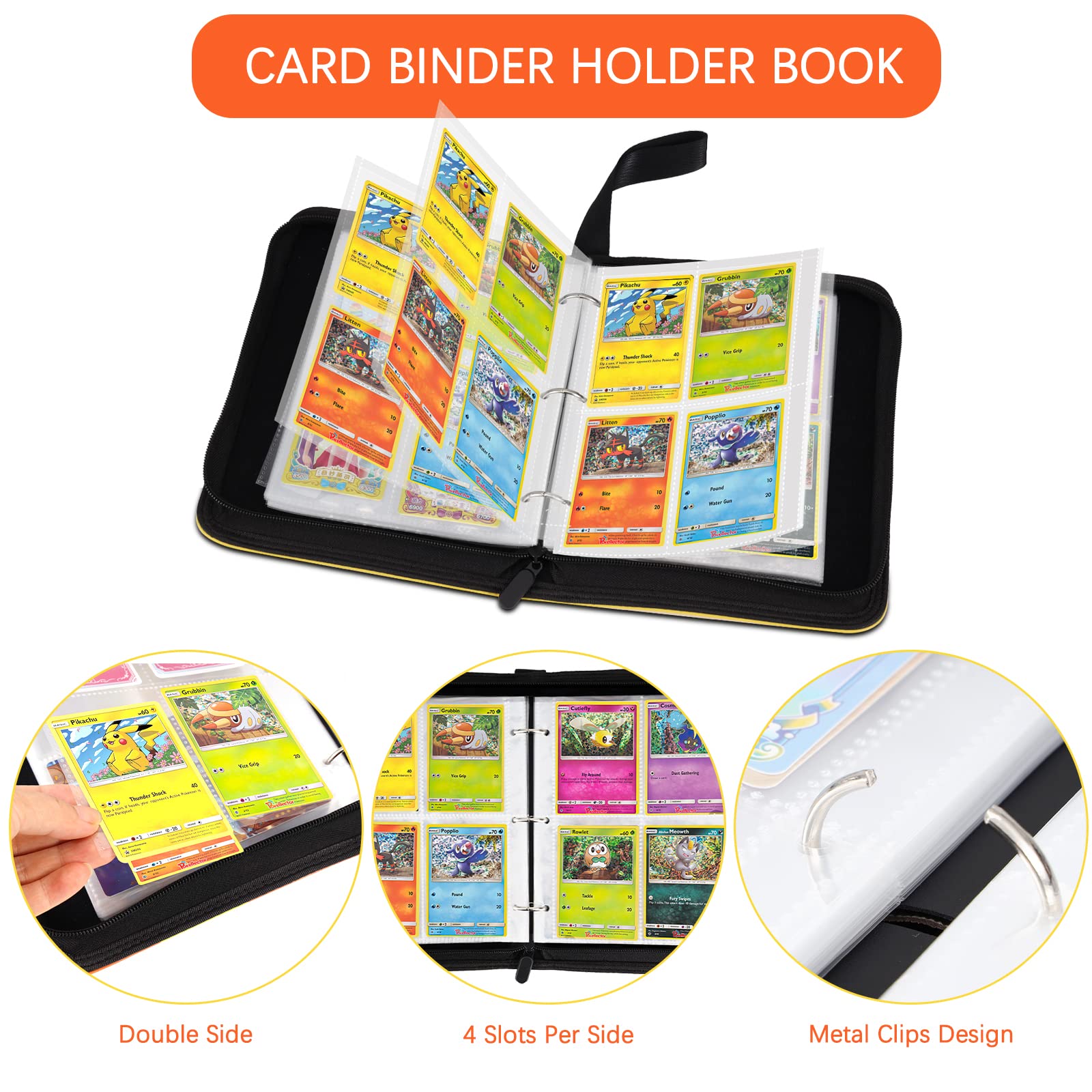 Lyyes Card Binder for Pokemon, 4-Pocket Sheet Trading Cards Album with 400 Pockets for Collection,(LY0832)
