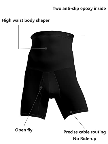 SHIONF Men Tummy Control Shorts High Waist Underwear Slimming Shapewear Body Shaper Leg Boxer Briefs (Black, Medium)