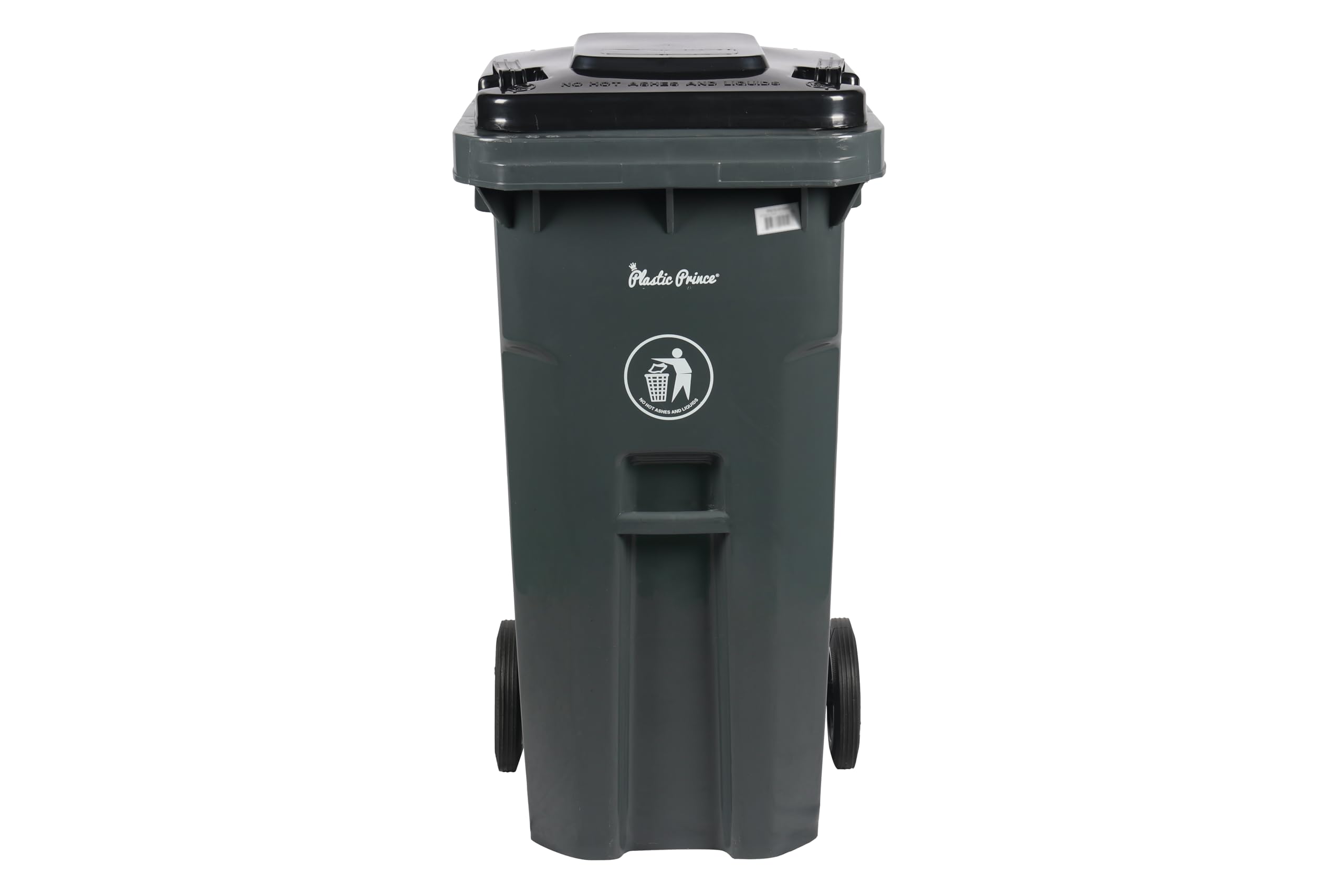 PLASTIC PRINCE 65 Gallon Rollout Trash Can with Lid, Commercial Heavy-Duty Container with Wheels, Gray