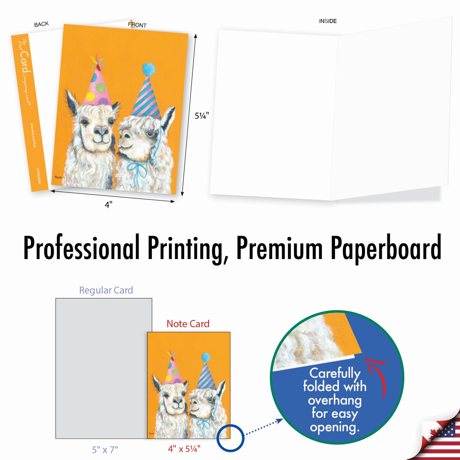 The Best Card Company Assorted Blank Greeting Card Box Set - Incl. 20 Cards + Envelopes - 10 Unique Designs - Perfect for Thank Yous, Invitations, More - Personality Llamas AM7036OCB-B2x10-NB