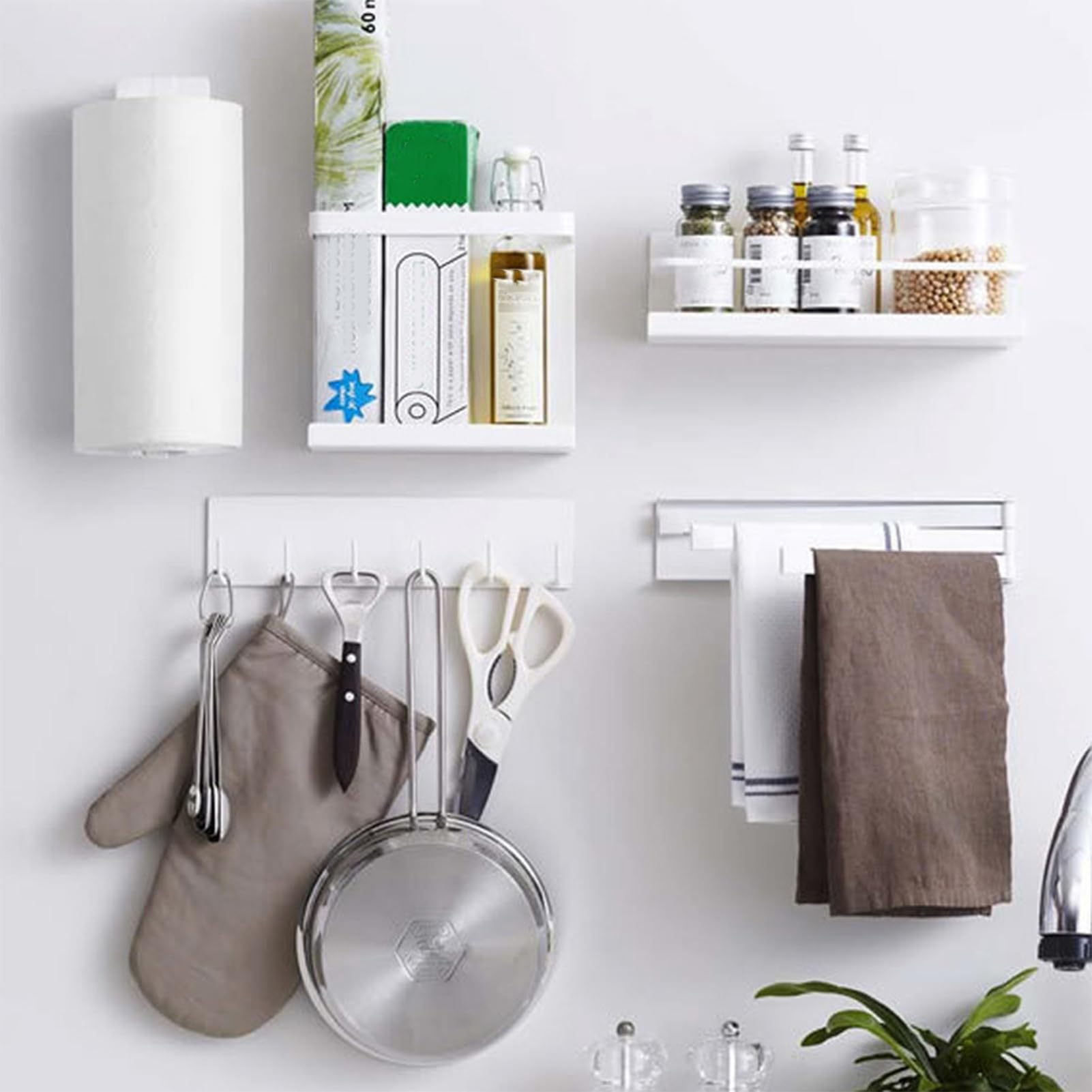 RRXIMHTT Magnetic Towel Rail Wall Mounted Bathroom Folding Towel Drying Rack Kitchen Rag Hand Towel Storage Shelf Black