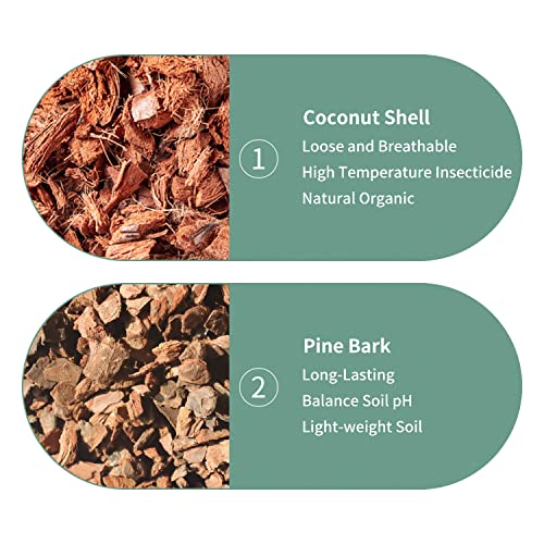 Orchid Potting Soil, Organic Barks Coconut Potting Soil Mix- 6 Qt, All Purpose Orchids Bricks Coarse Blend, Fast Draining Pre-Mixed Bonsai Soil for Indoor Orchid Plants 6L
