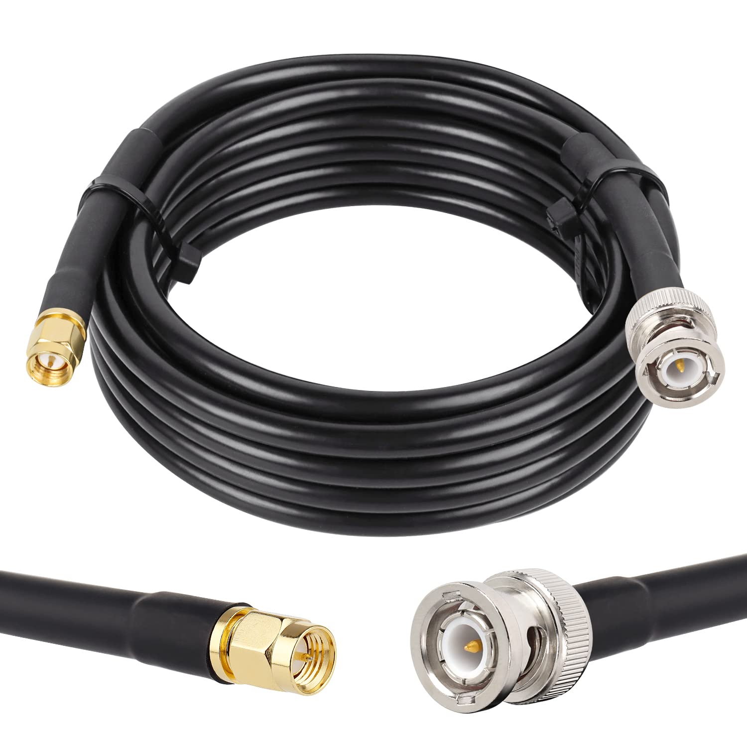 MOOKEER SMA to BNC Cable 3ft SMA Male to BNC Male Cable SMA BNC Adapter Cable RG8X Jumper Cable for RF Applications/Antennas/Wireless LAN Devices/Wi-Fi Radios External Antenna
