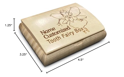 Mikutowski Woodworking Name Customized Tooth Fairy Box for Boys and Girls - Made in USA Customized Baby Teeth Keepsake Wooden Holder for Kids Tooth - Shower Birthday Gift Idea (TFB-01)